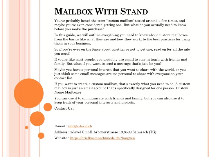 PPT - Mailbox With Stand PowerPoint Presentation, free download - ID:11648070