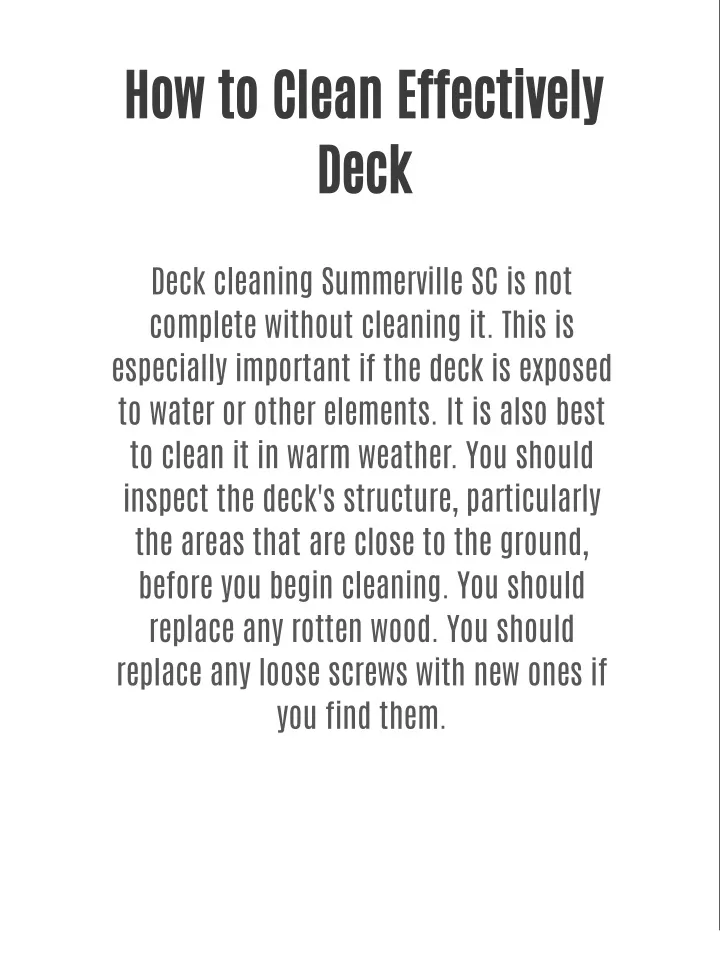 PPT - How to Clean Effectively Deck PowerPoint Presentation, free ...