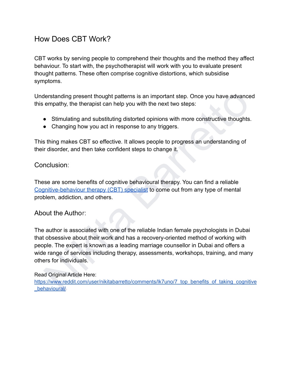 PPT - 7 Top Benefits of Taking Cognitive Behavioural Therapy PowerPoint ...