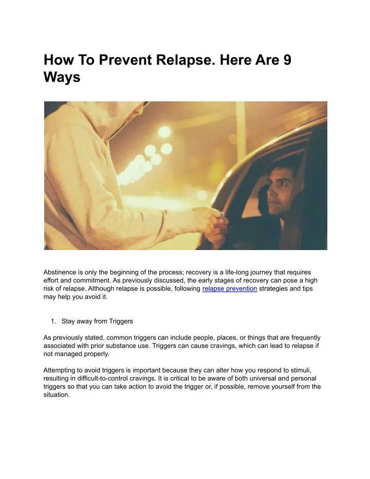 PPT - How To Prevent Relapse. Here Are 9 Ways PowerPoint Presentation ...