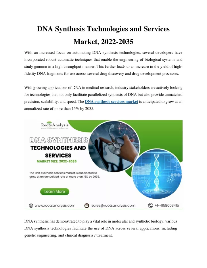 PPT - DNA Synthesis Technologies | Industry Analysis | Market Size ...