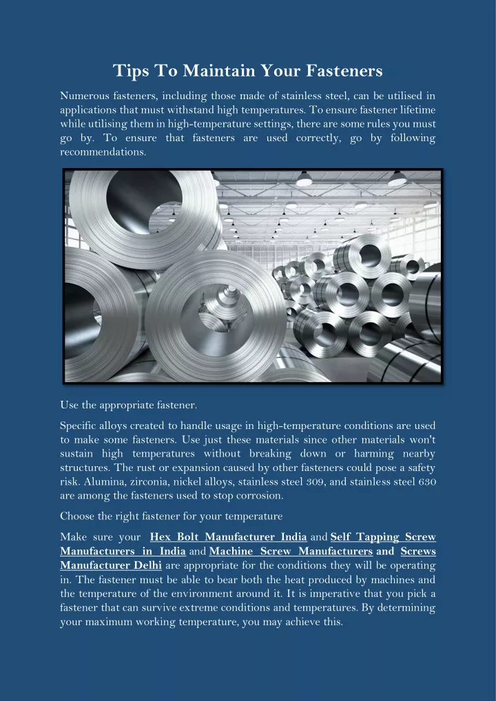 PPT - Tips To Maintain Your Fasteners PowerPoint Presentation, free ...