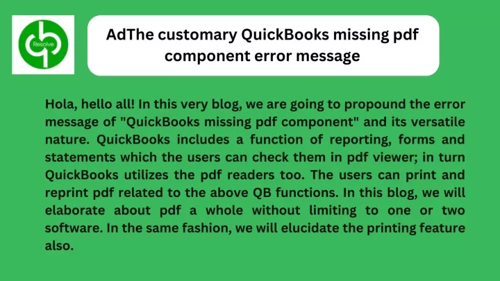 PPT - The customary QuickBooks missing pdf component error message (2 ...