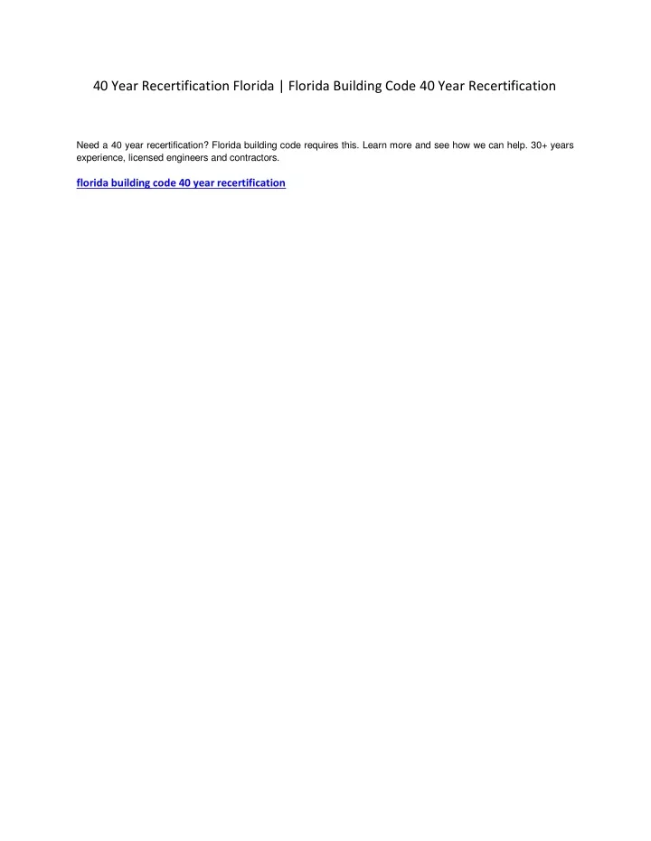 PPT - florida building code 40 year recertification PowerPoint ...