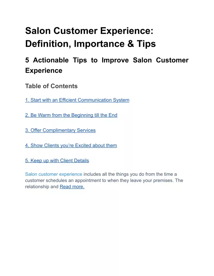 PPT - Salon Customer Experience_ Definition, Importance & Tips ...