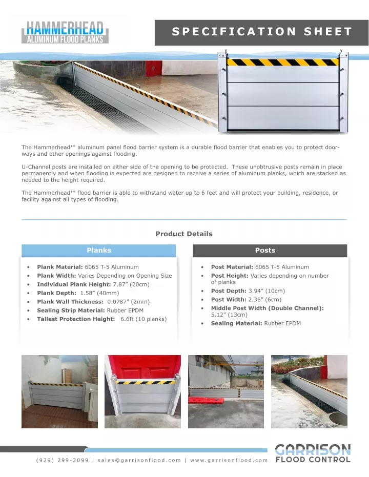PPT - Garrison Flood Control - Hammerhead Aluminum Flood Plank - Spec ...