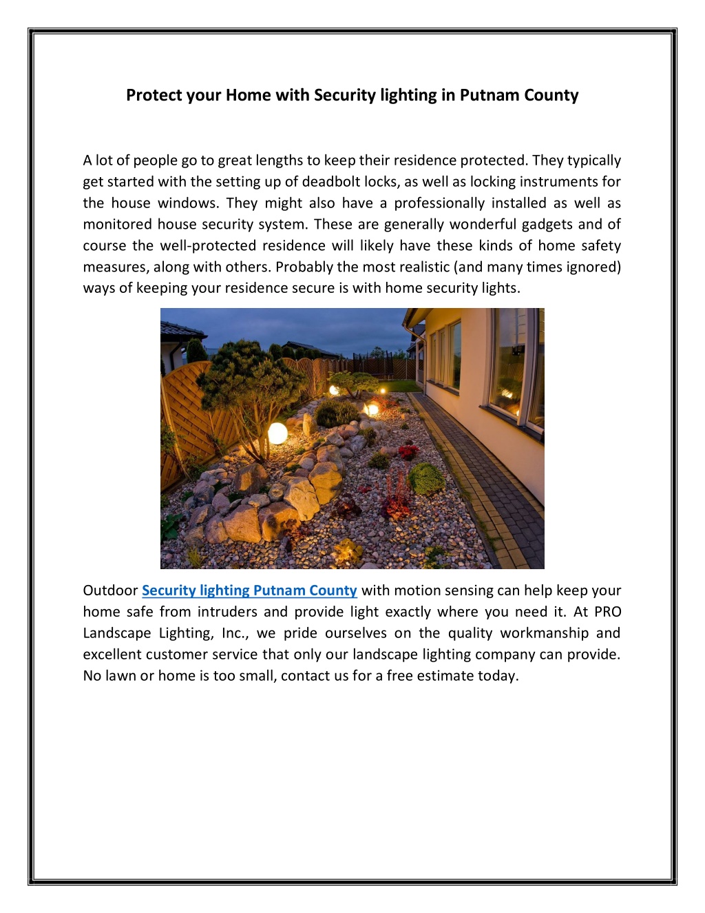 PPT - Protect your Home with Security lighting in Putnam County ...