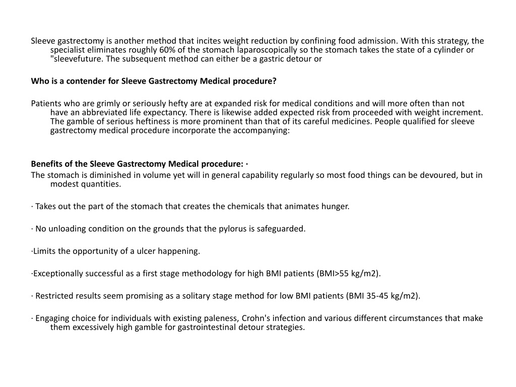 PPT - Sleeve Gastrectomy Surgery- Cost, Benefits, And PowerPoint ...
