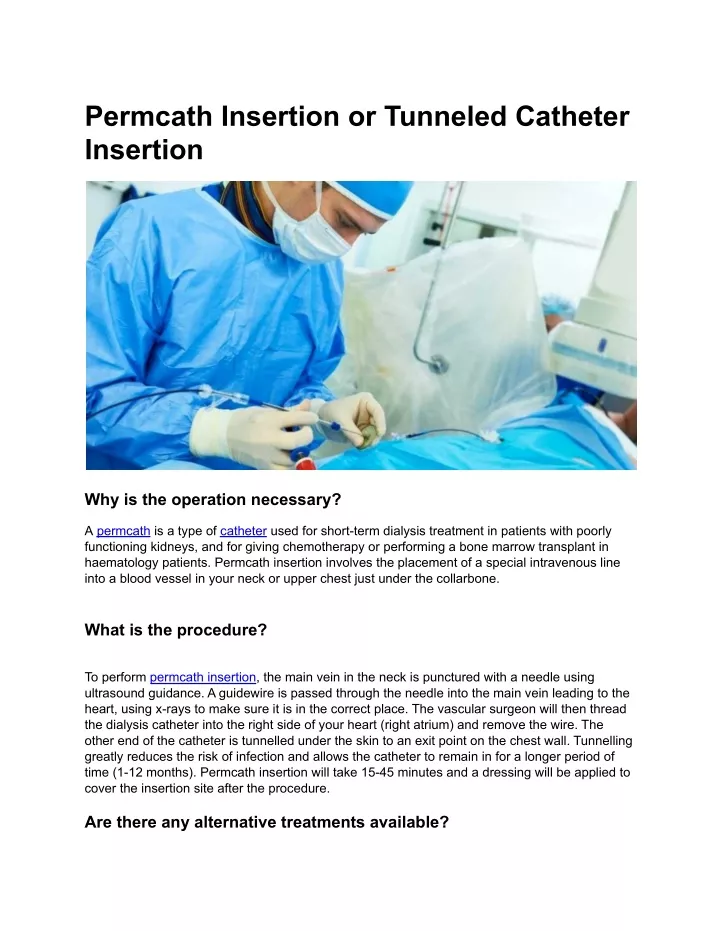 PPT - Permcath Insertion or Tunneled Catheter Insertion PowerPoint ...
