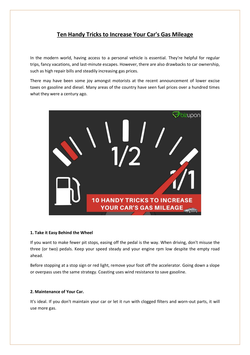 PPT - Ten Handy Tricks to Increase Your Car's Gas Mileage PowerPoint ...