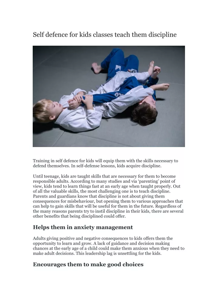 PPT - Self defence for kids classes teach them discipline PowerPoint ...