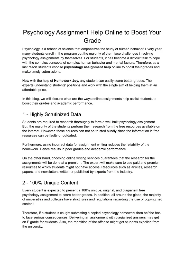 PPT - Psychology Assignment Help Online to Boost Your Grade PowerPoint ...