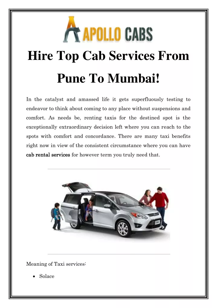 PPT - Pune To Mumbai Cab Rental Services Call-09146390224 PowerPoint ...