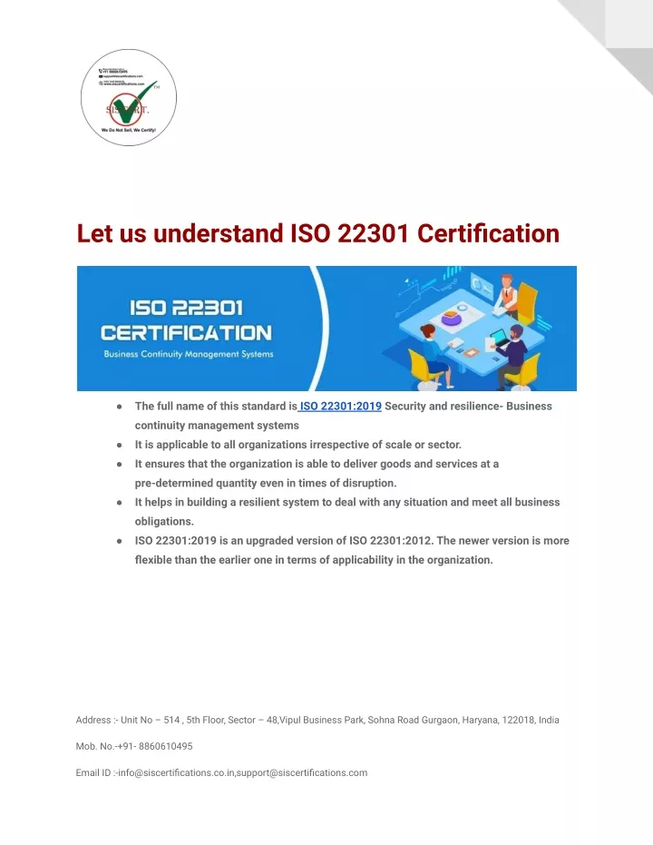 PPT - Let us understand ISO 22301 Certification PowerPoint Presentation ...