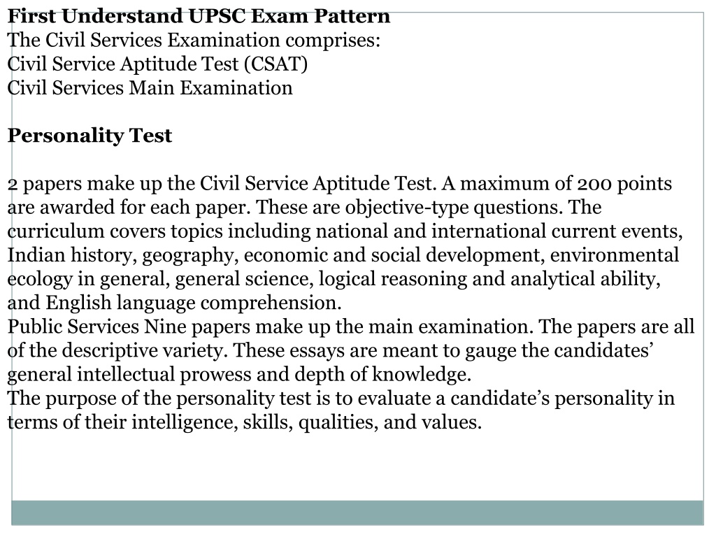PPT - Coaching for the Civil Services Exam. PowerPoint Presentation ...
