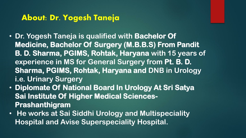 PPT - Best urology specialist in Delhi NCR, Gurgaon PowerPoint ...