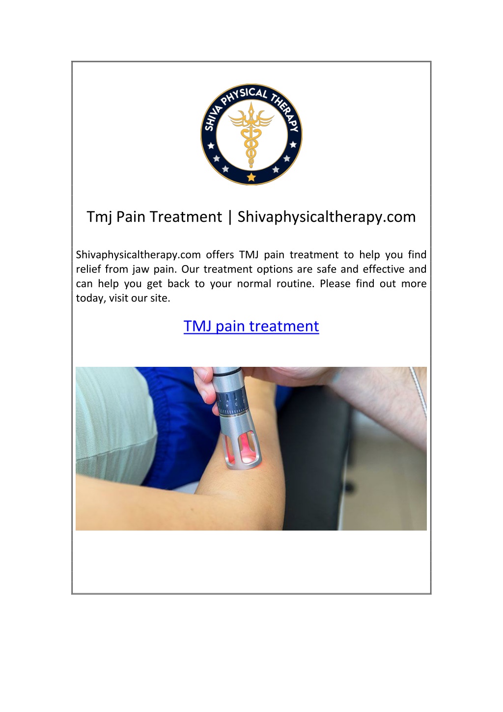 PPT - Tmj Pain Treatment Shivaphysicaltherapy.com PowerPoint ...