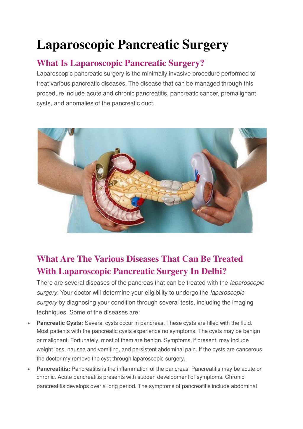 PPT - Laparoscopic Pancreatic Surgery In Delhi By Dr. Neeraj Goel, GI ...