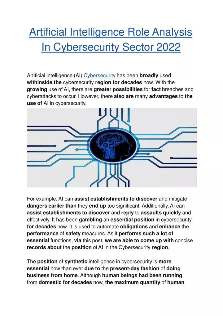 PPT - Artificial Intelligence Role Analysis In Cybersecurity Sector ...