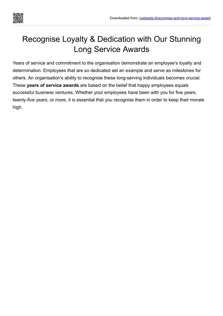 PPT - Recognise Loyalty & Dedication with Our Stunning Long Service ...