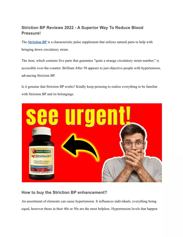 PPT - Striction BP Most Popular Blood Pressure Formula PowerPoint ...
