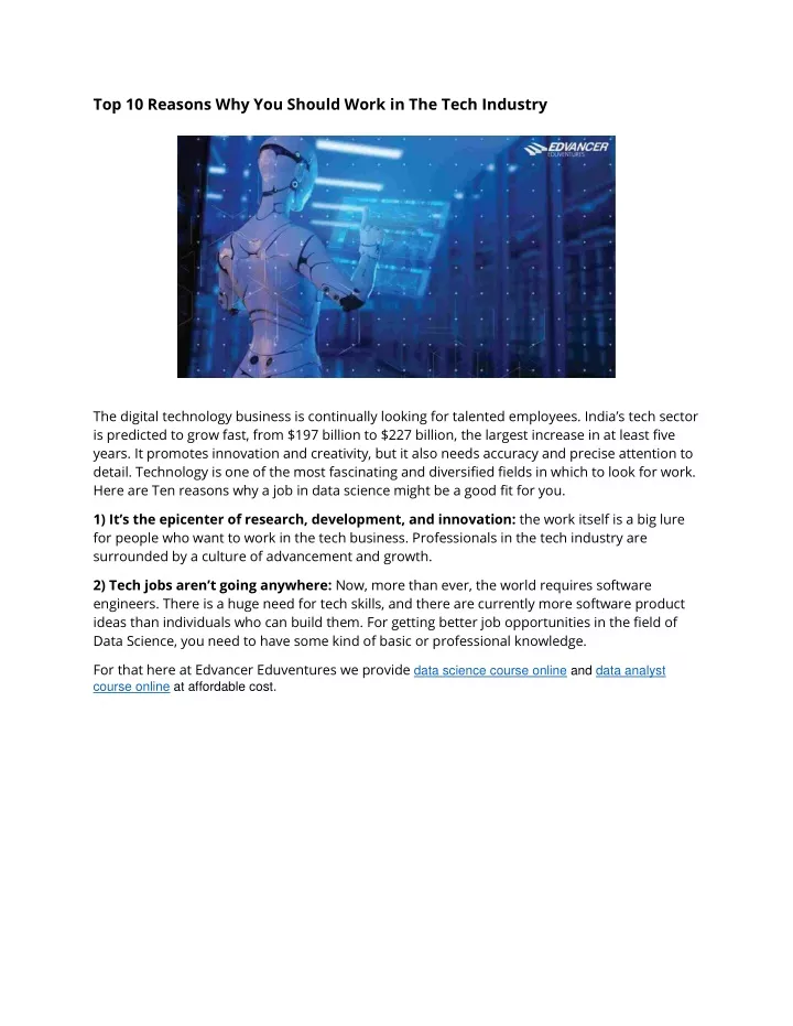 PPT - Top 10 Reasons Why You Should Work in The Tech Industry ...