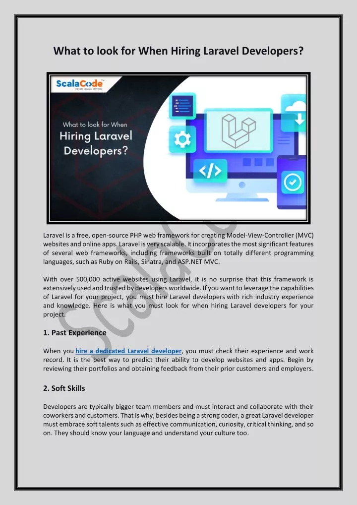 PPT - What to look for When Hiring Laravel Developers - ScalaCode PowerPoint Presentation - ID ...