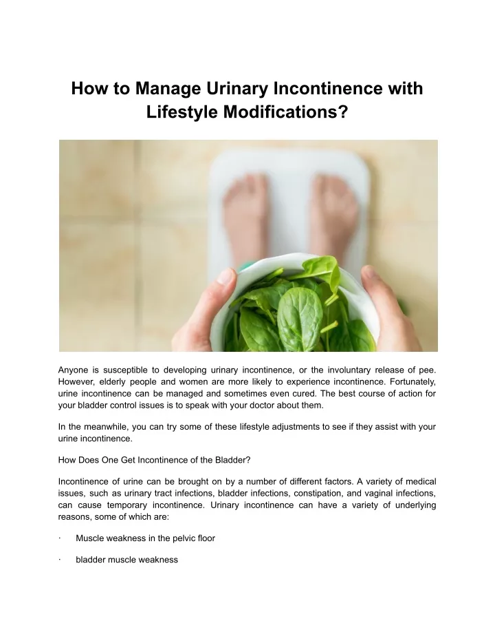 Ppt How To Manage Urinary Incontinence With Lifestyle Modifications
