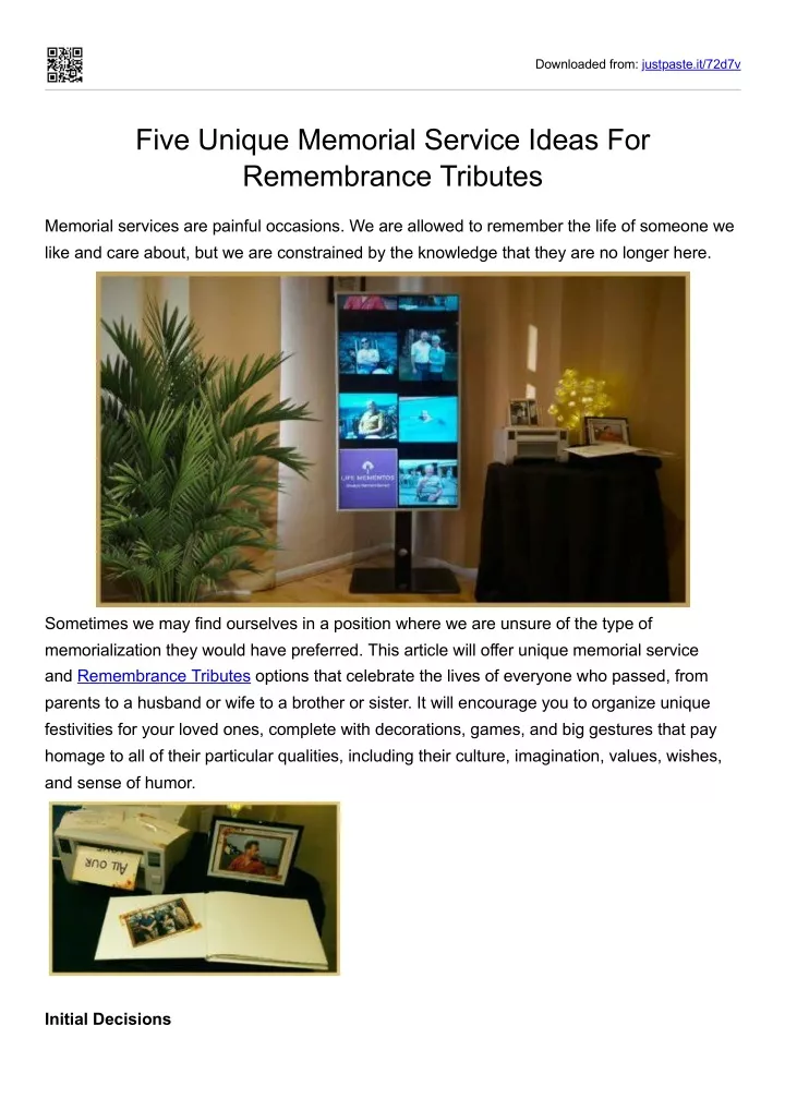PPT - Five Unique Memorial Service Ideas For Remembrance Tributes ...
