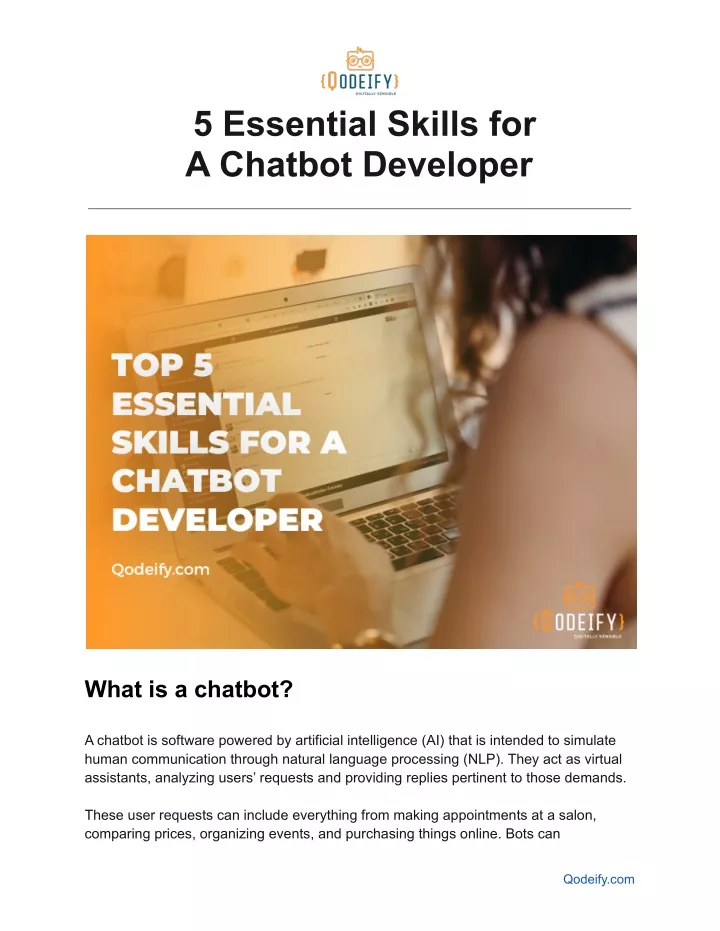 PPT - 5 Essential Skills for a Chatbot Developer PowerPoint ...