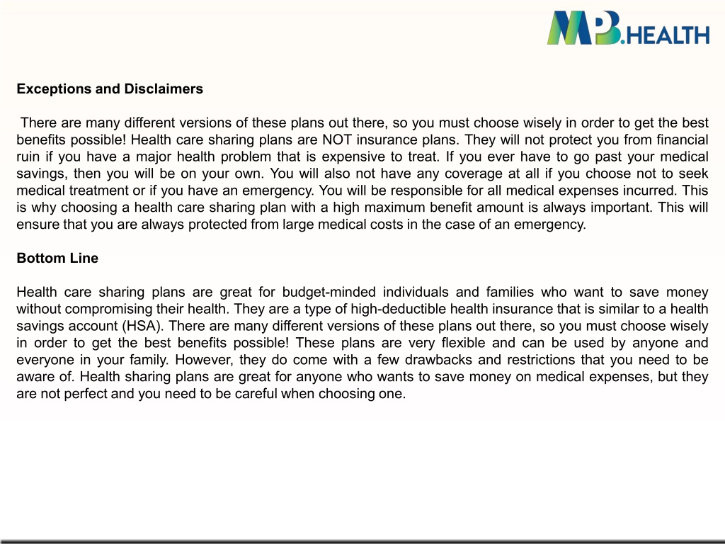 PPT - How to Find the Best Health Care Sharing Plans Online PowerPoint ...