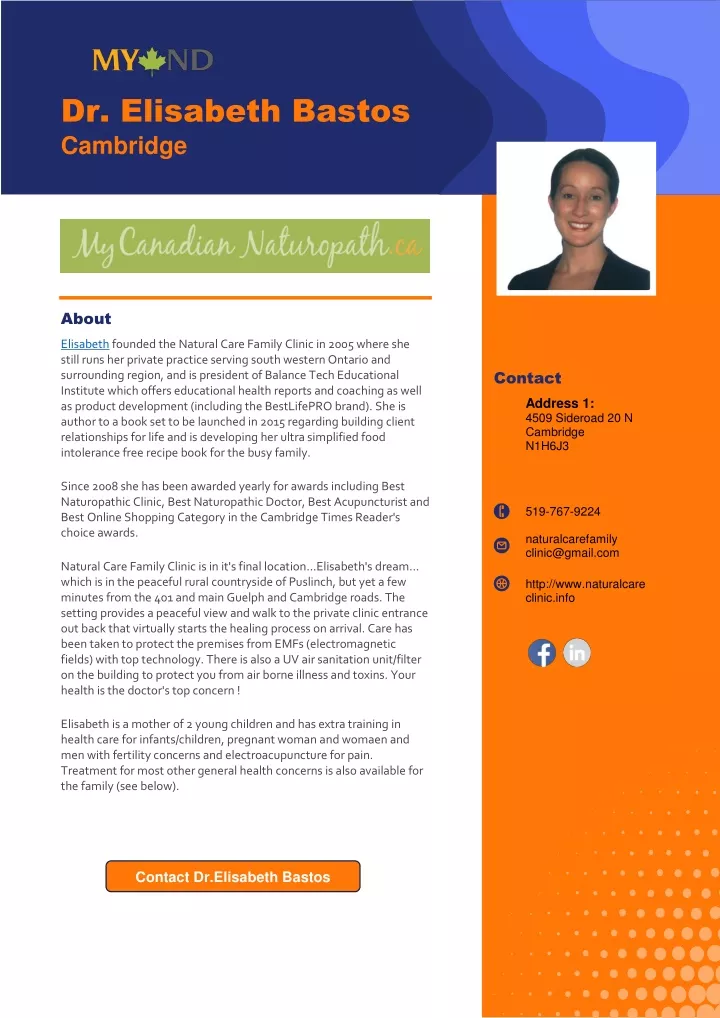 PPT - Elisabeth Bastos Naturopathic Doctor Cambridge PowerPoint ...