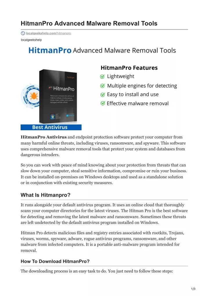 PPT - HitmanPro Advanced Malware Removal Tools PowerPoint Presentation ...