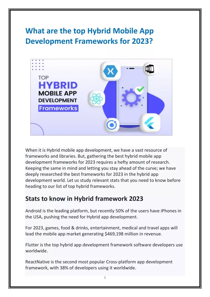 Ppt What Are The Top Hybrid Mobile App Development Frameworks For