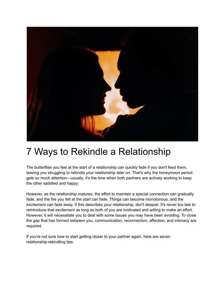 PPT - 7 Ways to Rekindle a Relationship PowerPoint Presentation, free ...