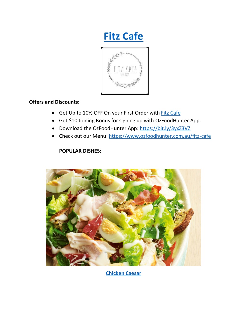 PPT - Grab Upto 10% offer - Order now Fitz Cafe Wagga Wagga PowerPoint ...