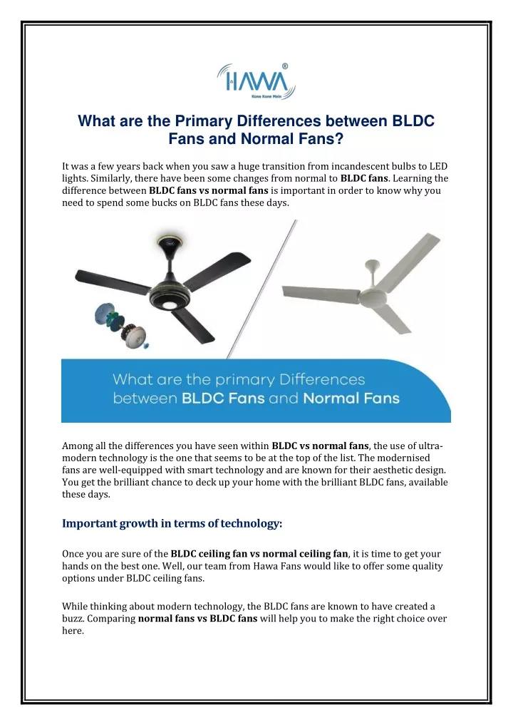 PPT - What are the Primary Differences between BLDC Fans and Normal ...
