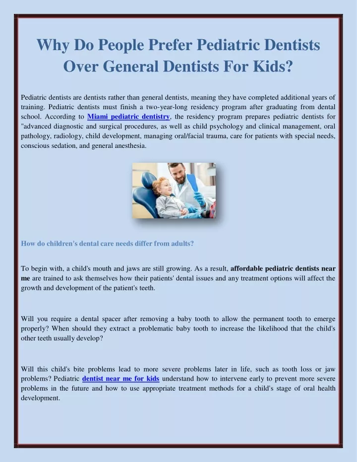 PPT - Why Do People Prefer Pediatric Dentists Over General Dentists For ... PPT - Why Do People Prefer Pediatric Dentists Over General Dentists For ...