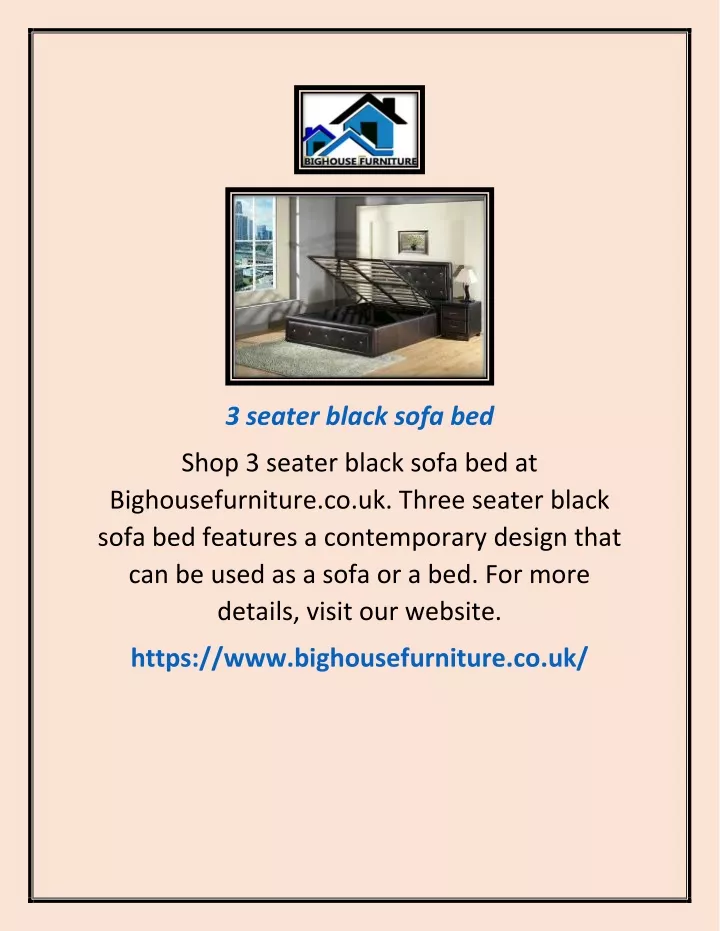PPT - 3 seater black sofa bed PowerPoint Presentation, free download ...