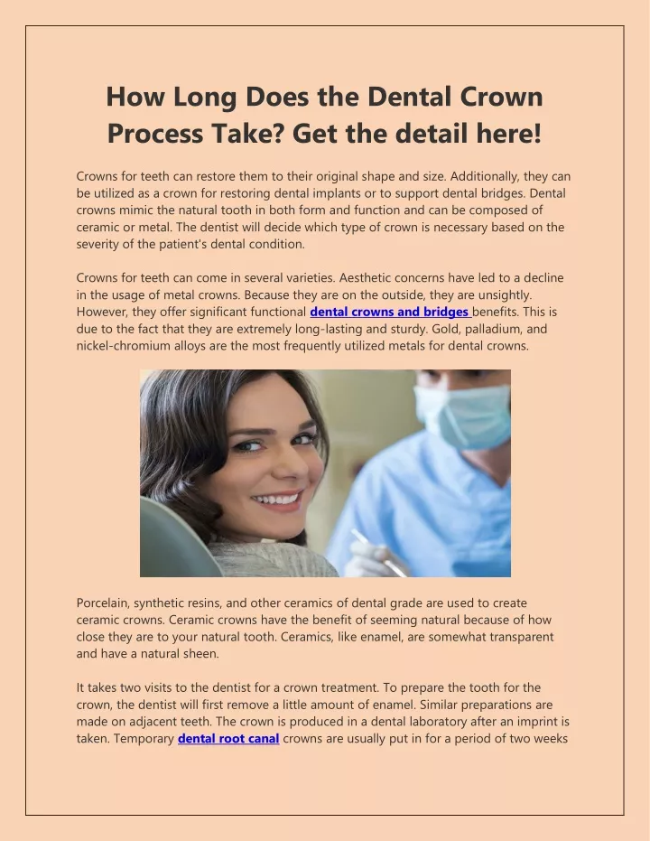 PPT - How Long Does the Dental Crown Process Take? Get the detail here ...