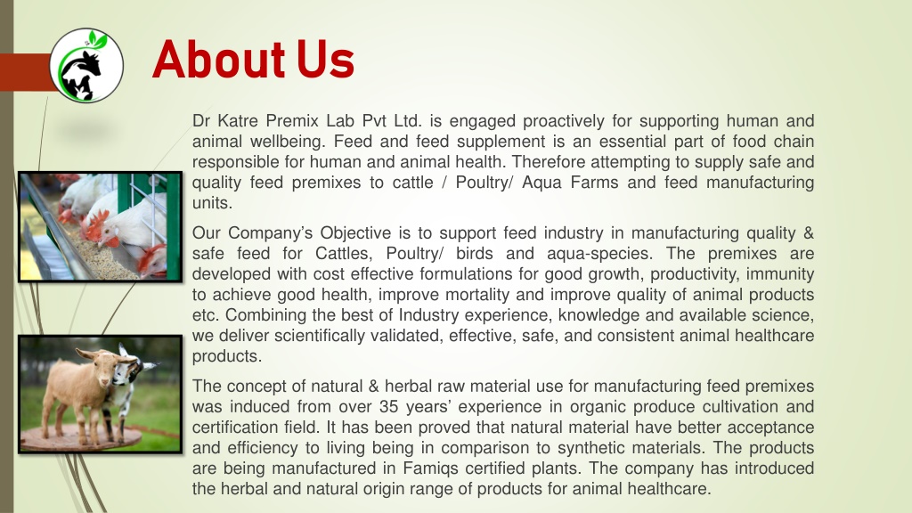 PPT - Animal Feed Premix Manufacturer and Exporter by Dr Katre Premix ...