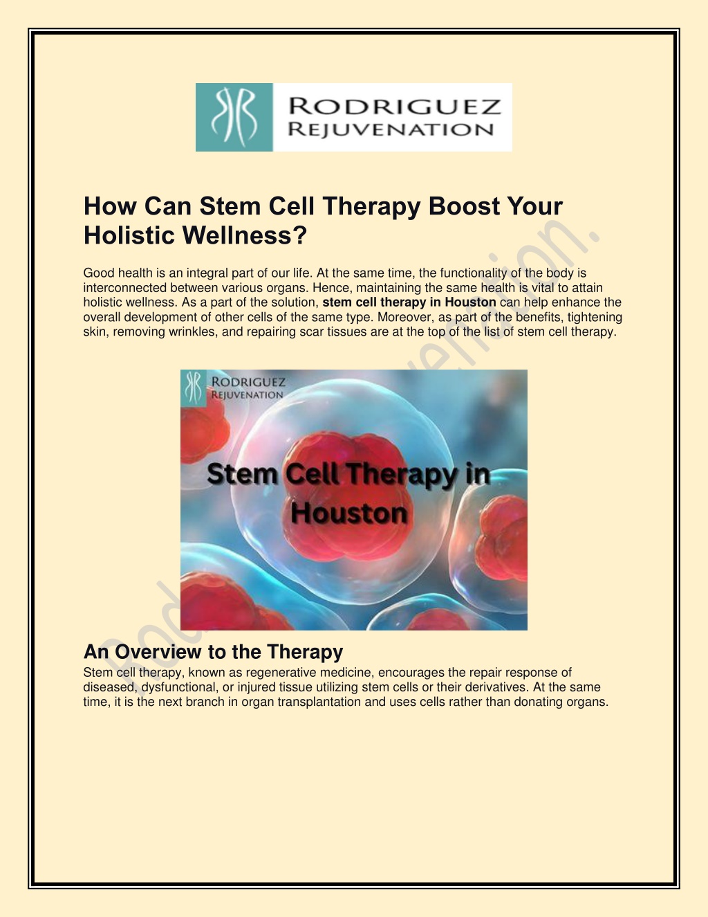 PPT - Best Stem Cell Therapy in Houston by Rodriguez Rejuvenation ...