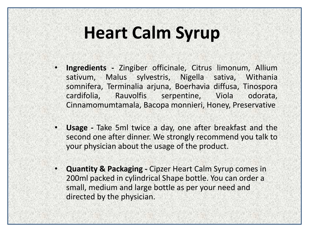 PPT - Heart Calm Syrup is Best Heart Care Syrup beneficial in ...