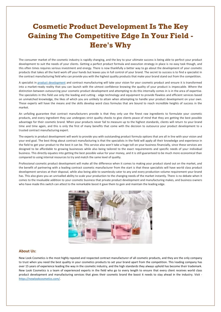PPT - Cosmetic Product Development Is The Key Gaining The Competitive ...