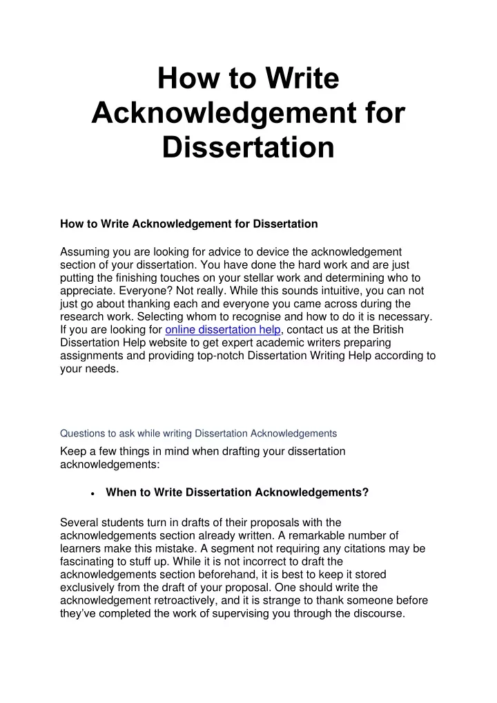 PPT - How to Write Acknowledgement for Dissertation PowerPoint ...