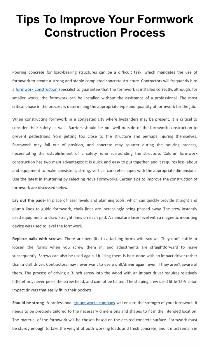 PPT - Tips To Improve Your Formwork Construction Process PowerPoint Presentation - ID:11678668