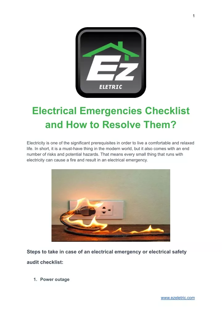 PPT - Electrical Emergencies Checklist and How to Resolve Them ...