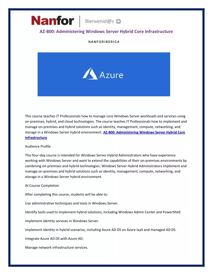 PPT - AZ-800 Administering Windows Server Hybrid Core Infrastructure ...