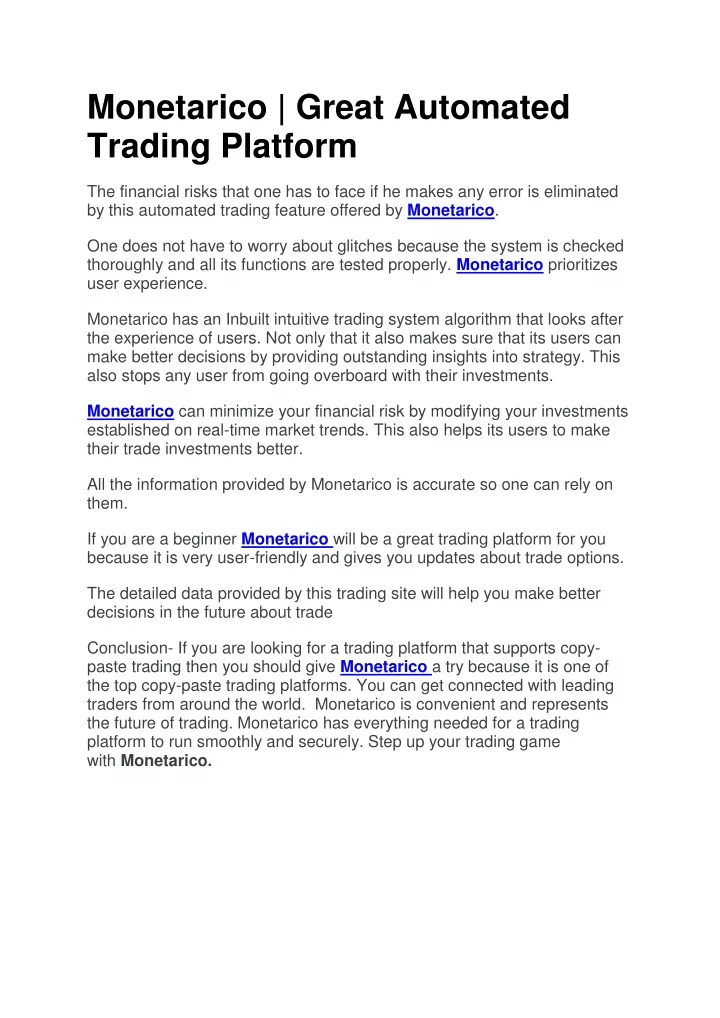 PPT - Monetarico Great Automated Trading Platform PowerPoint ... PPT - Monetarico Great Automated Trading Platform PowerPoint ...