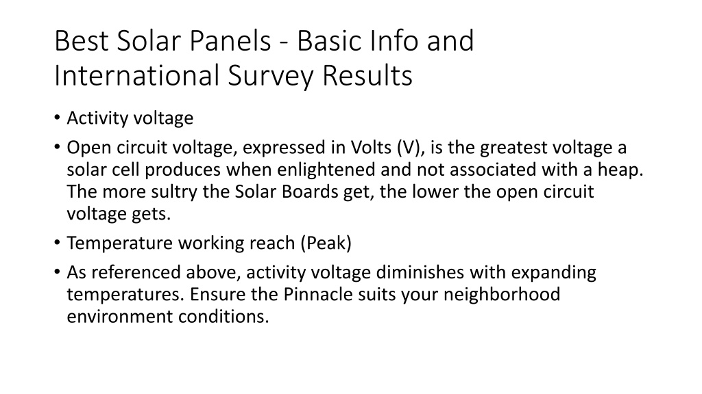 PPT - Best Solar Panels - Basic Info and International Survey Results ...